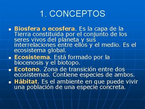 Tema 9 La Biosfera 1 Conceptos N N