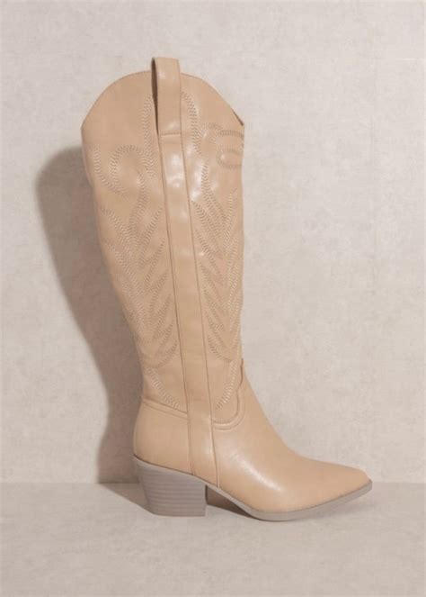 Giddy Up Nude Cowgirl Boots Size 7 Pink Attitude Boutique