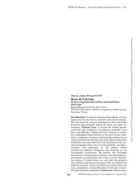 Pdf Primary Hyperparathyroidism And Skull Bone Dicle Sign