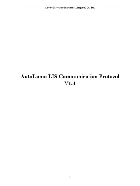 1 Autolumo Lis Communication Protocol V14 英文版 Download Free Pdf Port Computer