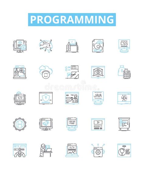 Programming Vector Line Icons Set Programming Coding Scripting Coding Language Algorithm