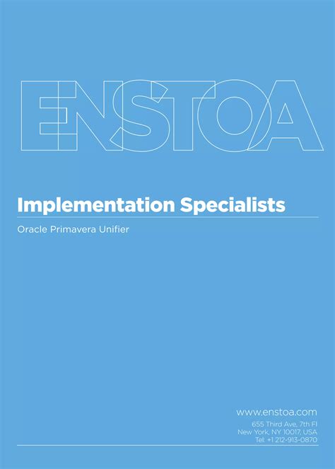 Enstoa And Primavera Unifier Pdf