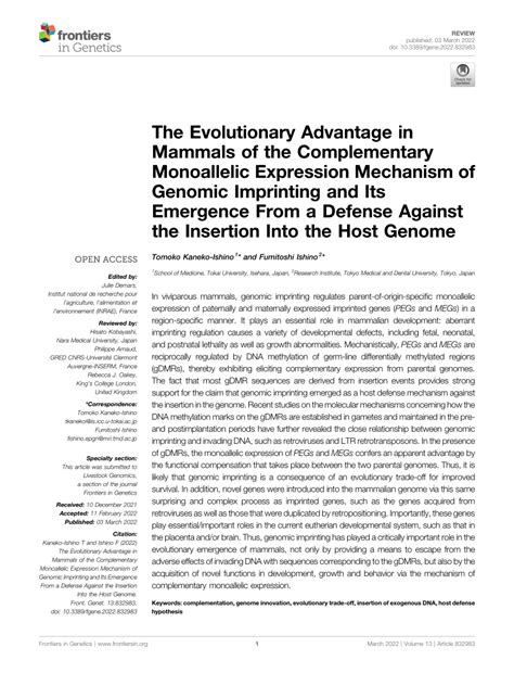 Pdf The Evolutionary Advantage In Mammals Of The Complementary
