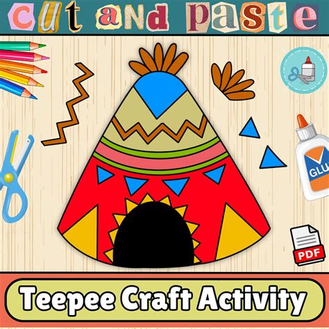 Teepee Craft Template Native American Day Cut And Glue Activity Pdf