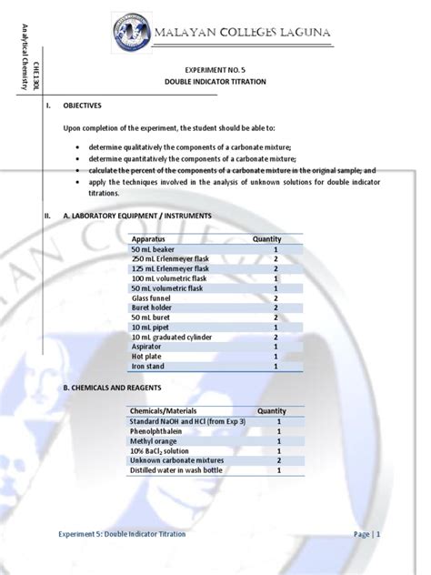 Double Indicator Titration Method Pdf Titration Chemistry