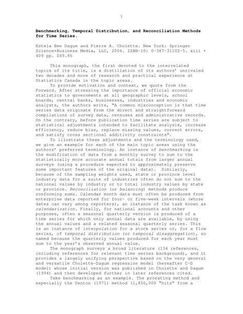 Pdf Benchmarking Temporal Distribution And Reconciliation Methods