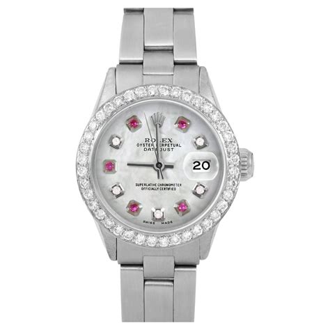 Rolex Ladies Ss Datejust Mop Diamond Dial Smooth Bezel Jubilee Band