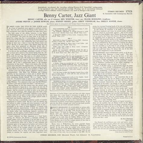 Benny Carter Jazz Giant Us Vinyl Lp —