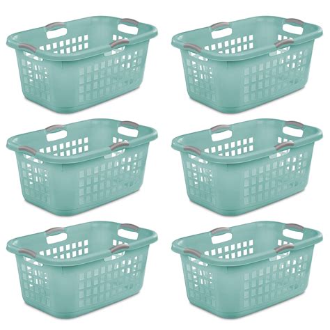 Sterilite Stackable Plastic Laundry Basket Aqua 6 Pack