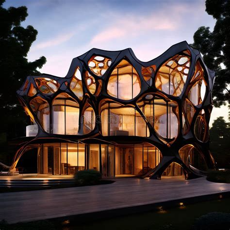 building design of a network of interconnected shapes inspired by the