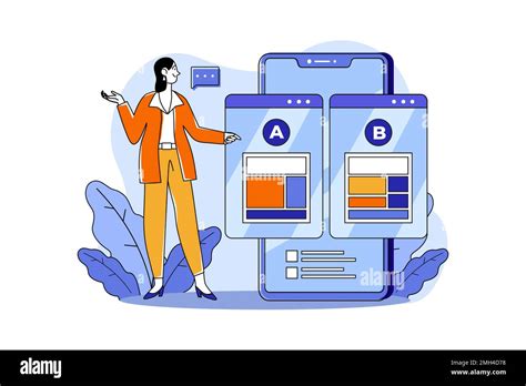 A Vector Of The Female Showing The AB Test On The Tablet Stock Vector Image Art Alamy