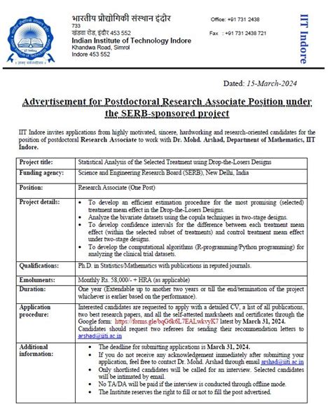mohd arshad on linkedin applications are invited for the position of postdoctoral research…