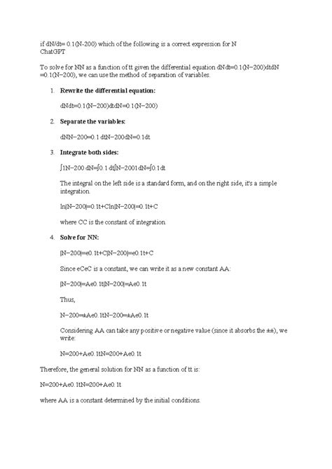 Maths Integration Problem Differential Equations And Solutions