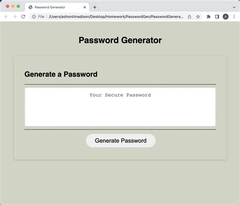 Github Ashontimadpasswordgenerator
