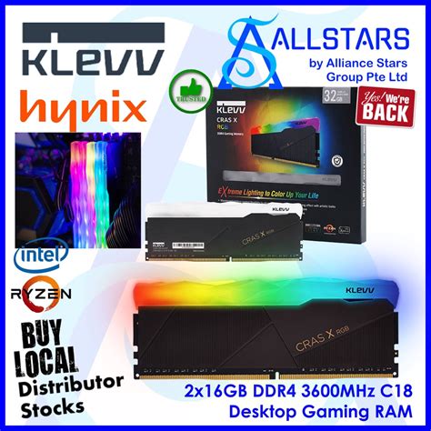 klevv 32gb 2x16gb klevv cras x rgb ddr4 3600mhz cl18 ram kit gaming deskop ram shopee