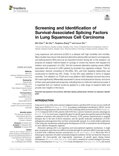 Pdf Screening And Identification Of Survival Associated Splicing