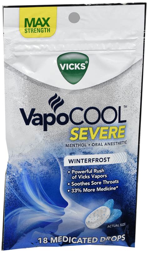 Vicks Vapocool Severe Maximum Strength Medicated Drops 18 Count