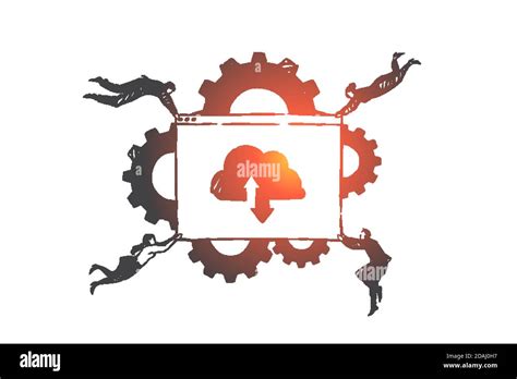 Software Is A Service Saas Concept Sketch Hand Drawn Isolated Vector