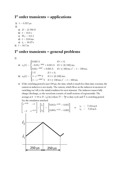 Solutions Transients 1st Order Transients Applications 1 T 0 357 ¹s 2 A R 21 780 Ð