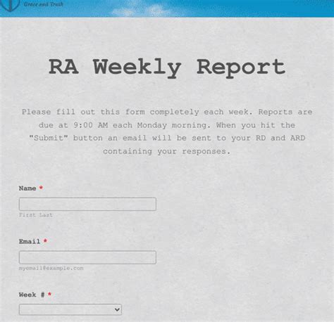 Weekly Report Form Template Jotform