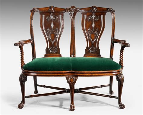 Chinese Export Padouk Double Chair Back Settee Thomas Coulborn And Sons