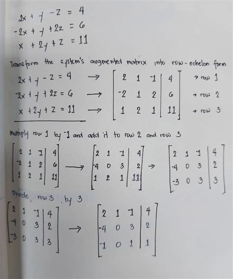 [Solved] Gaussian elimination method. 2x+ y - Z = 4 - 2x + y + 2z = 6 1 x +... | Course Hero