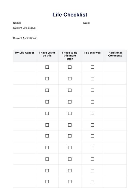 Life Checklist