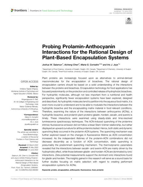Pdf Probing Prolamin Anthocyanin Interactions For The Rational Design