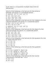 Precalculus Test Docx Sure Here Is A Question Multiple Choice Test On Precalculus