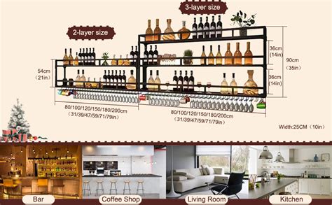 Wall Wine Rack Floating Bar Shelves Wall Mounted With Led