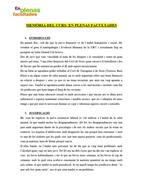 Memòria En Plenas Facultades Pdf