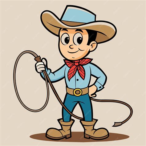 Premium Vector A Cartoon Of A Cowboy With A Lasso And A Lasso