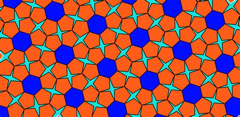 Two Versions Of A Tessellation Featuring Regular Hexagons Regular Pentagons And Tetraconcave