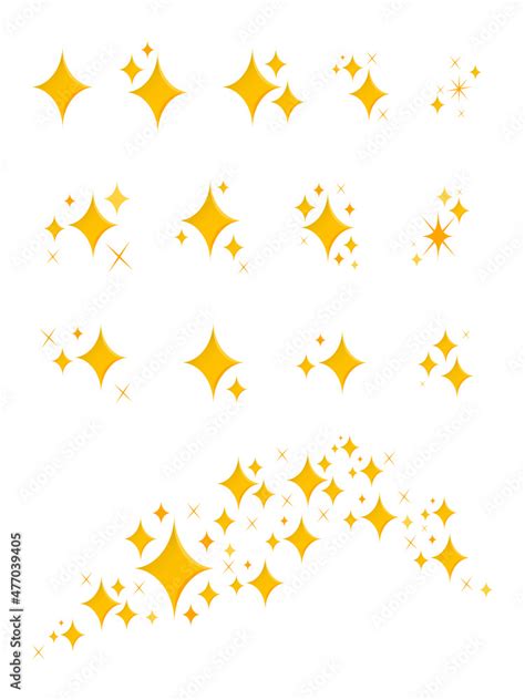 Set Of Sparkles Star Icons Emoji Star Iconbright Fireworklight Icon