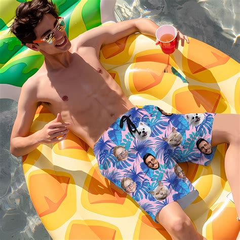 Custom Hawaiian Face Shorts Custom Face Swimwear For Men Personalized