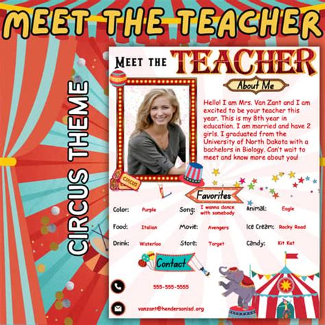 Meet The Teacher Circus Theme Template By Iteach2 Tpt