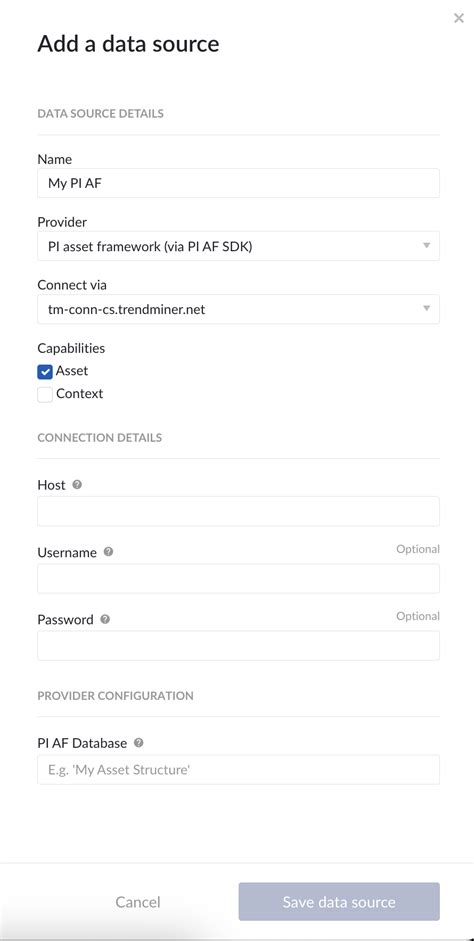 How To Set Up An Aveva PI AF Data Source How To Set Up An Aveva PI AF Data Source