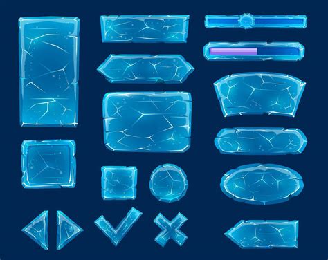 Cartoon ice buttons, game interface vector element 23518085 Vector Art at Vecteezy