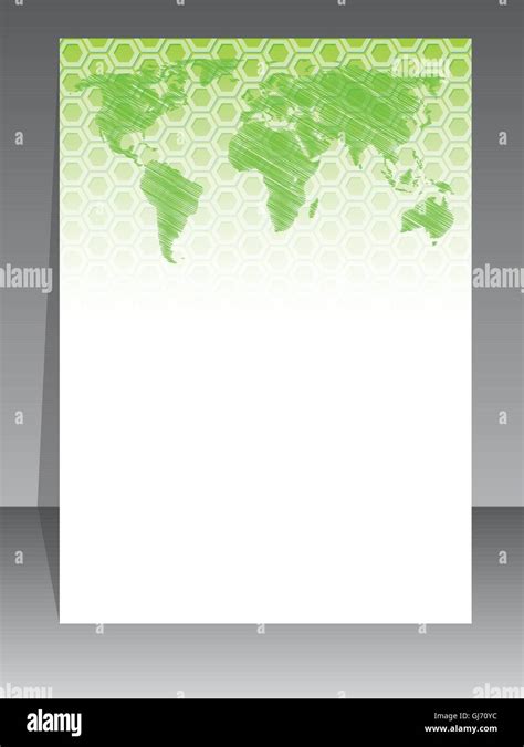 Simplistic Brochure Design With Green Pattern And Map Stock Vector