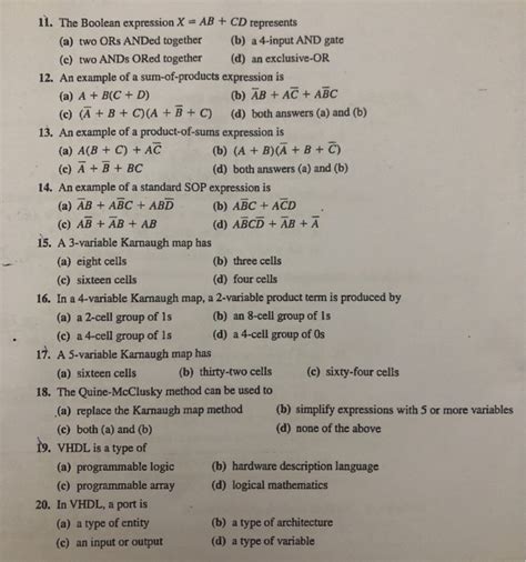 Solved 11 The Boolean Expression X Ab Cd Represents A