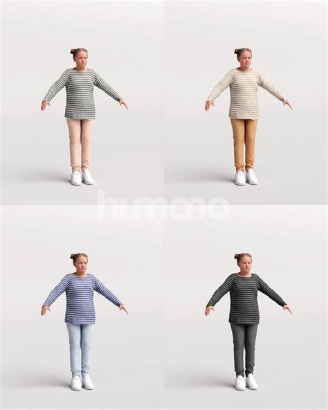 Rigged 027 4382 Girl Humano 3d 3d People Collections