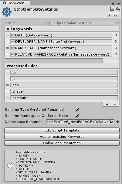Script Template Settings V191 Improve Unity Template By Adding Your