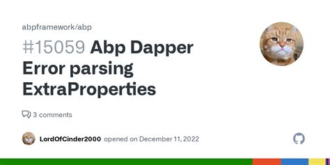 Abp Dapper Error Parsing Extraproperties · Issue 15059 · Abpframeworkabp · Github