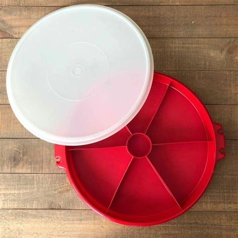 Tupperware Divided Tray With Lid Color Red Vintage Tupperware