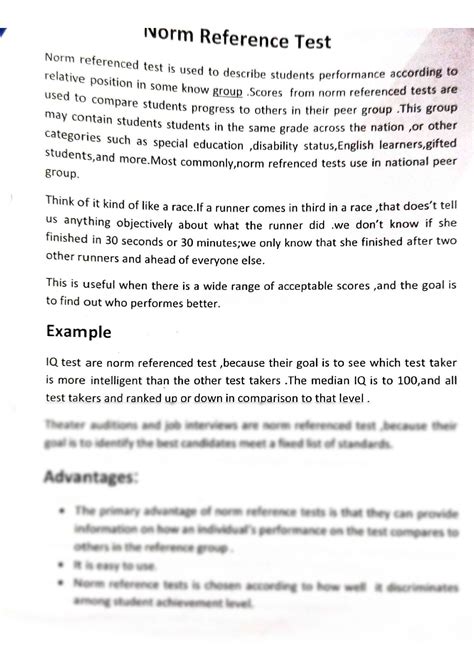 Solution Norm Reference Test Example Advantages And Disadvantages