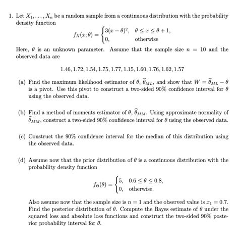 solved 1 let x₁ x be a random sample from a