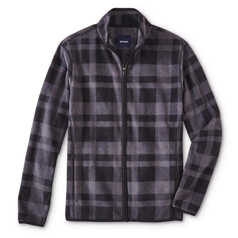 Basic Editions Mens Fleece Jacket Plaid