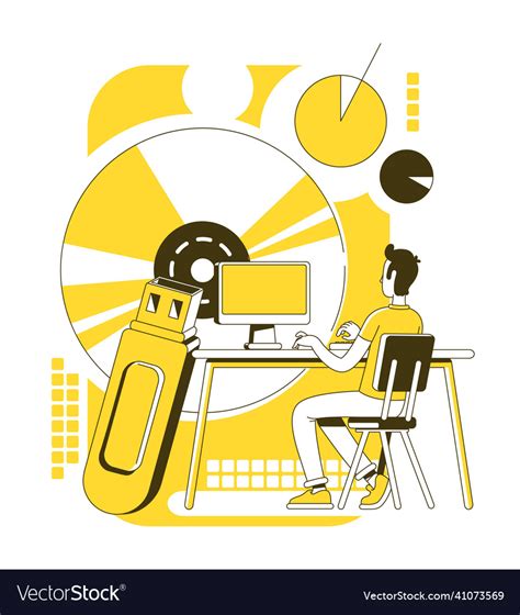 Data Science Thin Line Concept Royalty Free Vector Image