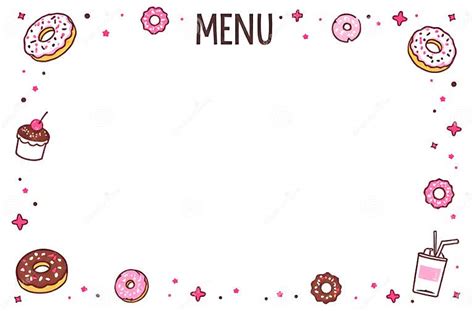 Decorative Dessert Themed Menu Design With Copy Space With Donuts