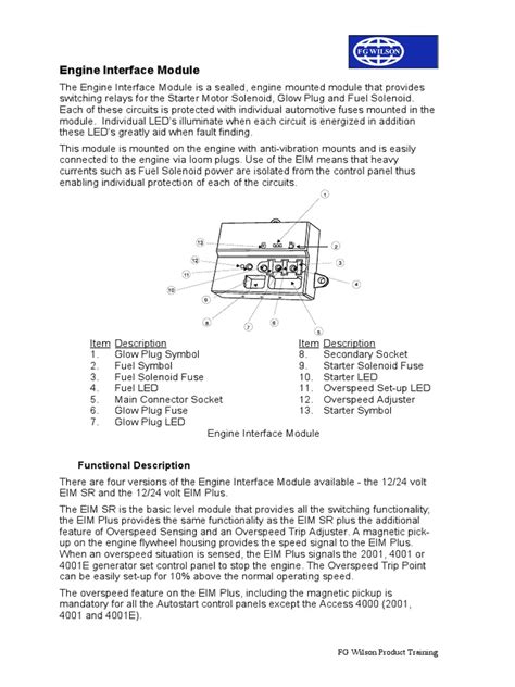 Engine Interface Module Functional Description Pdf Relay